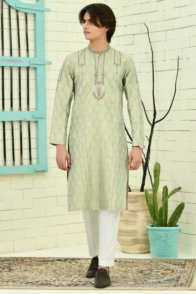 Polyester Green Special Kurta - J. Junaid Jamshed – Janan