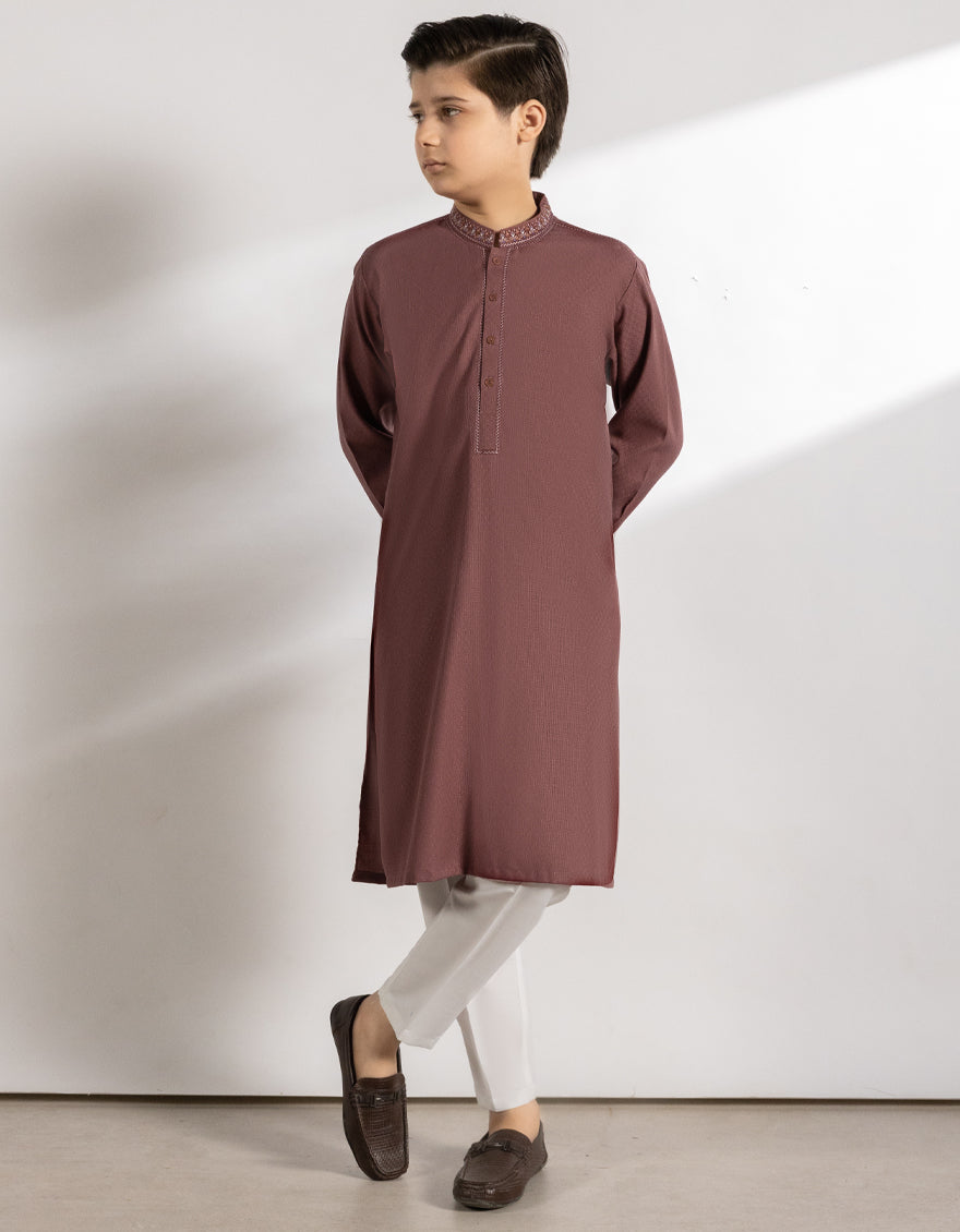 Blended Dark Pink Kurta - J. Junaid Jamshed – Janan