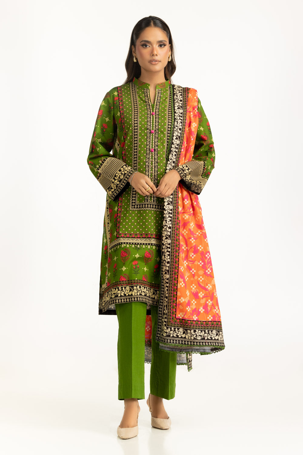 Khaddar Green Stitched Suit - Gul Ahmed – Janan