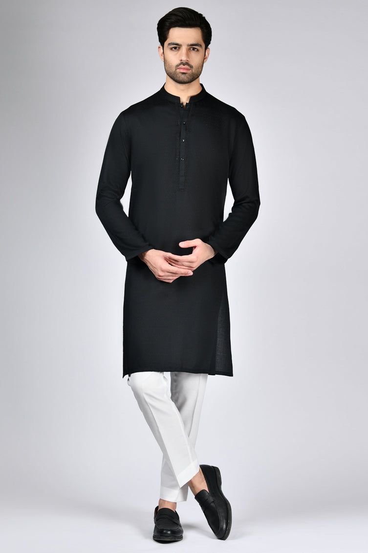 Blended Black Kurta - J. Junaid Jamshed – Janan