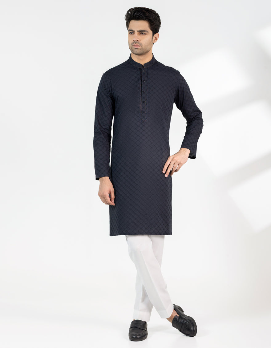 Cotton Black Kurta - J. Junaid Jamshed – Janan