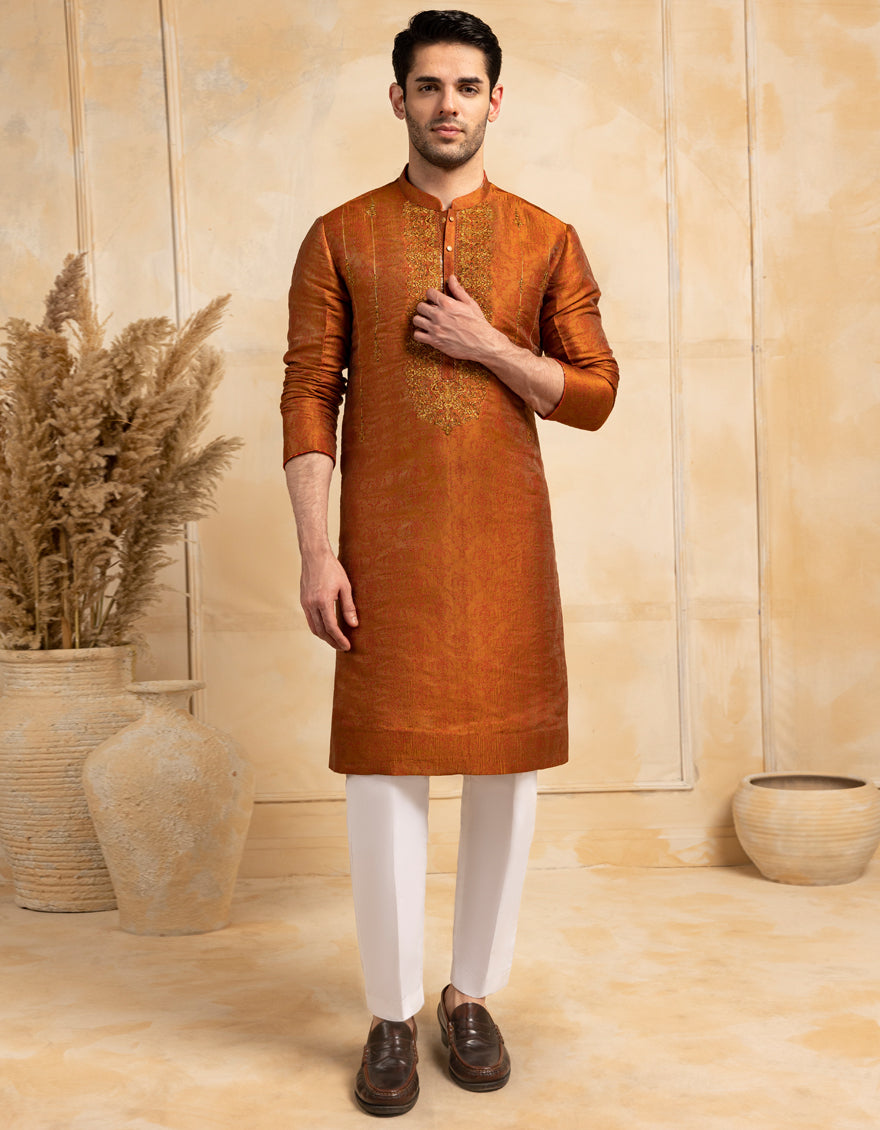 Blended Rust Special Kurta - J. Junaid Jamshed – Janan