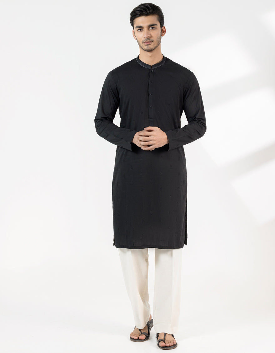 Cotton Black Kurta - J. Junaid Jamshed – Janan