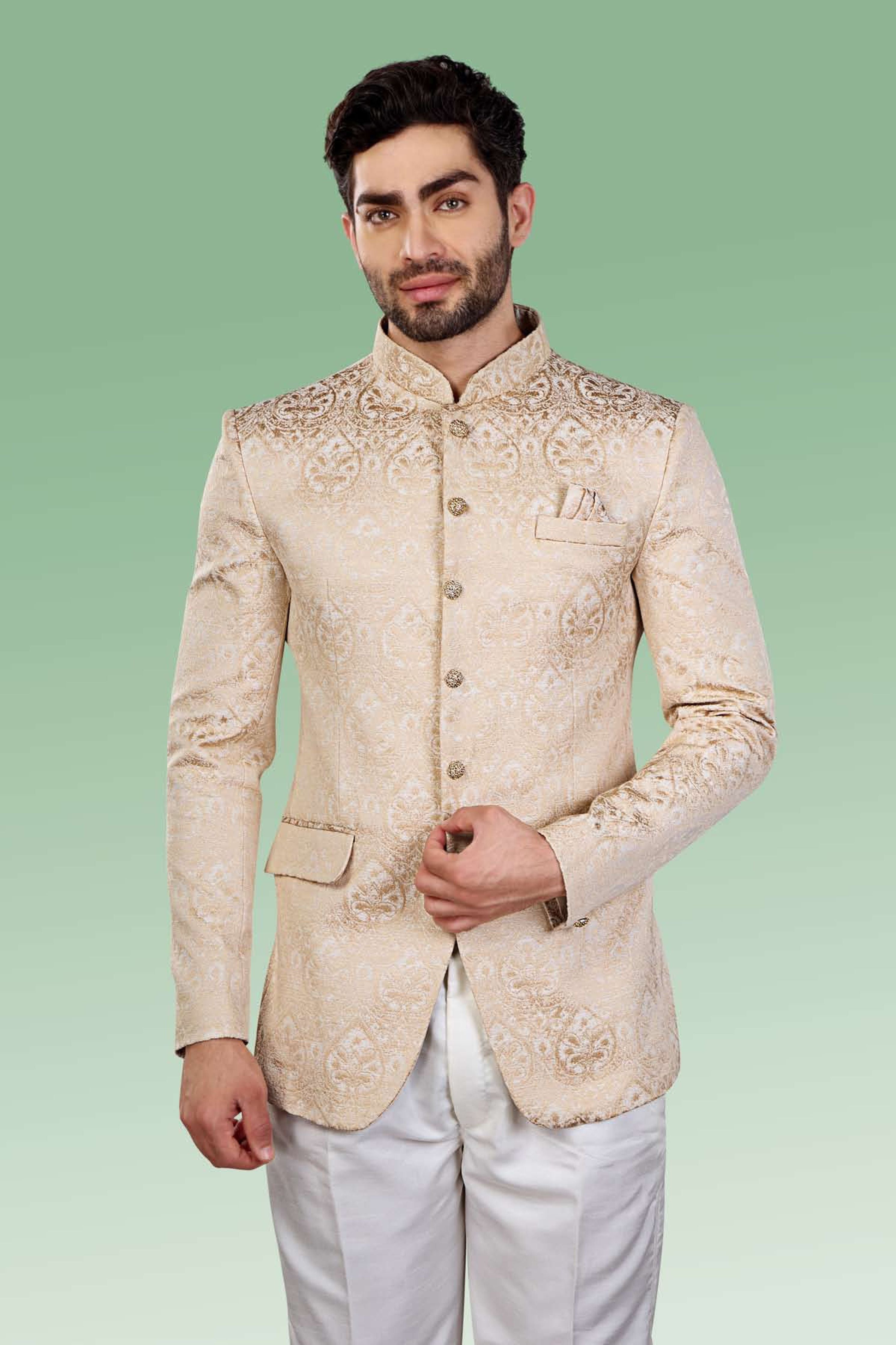 Cotton Polyester Jodhpuri Gold Jacket - Jiah – Janan