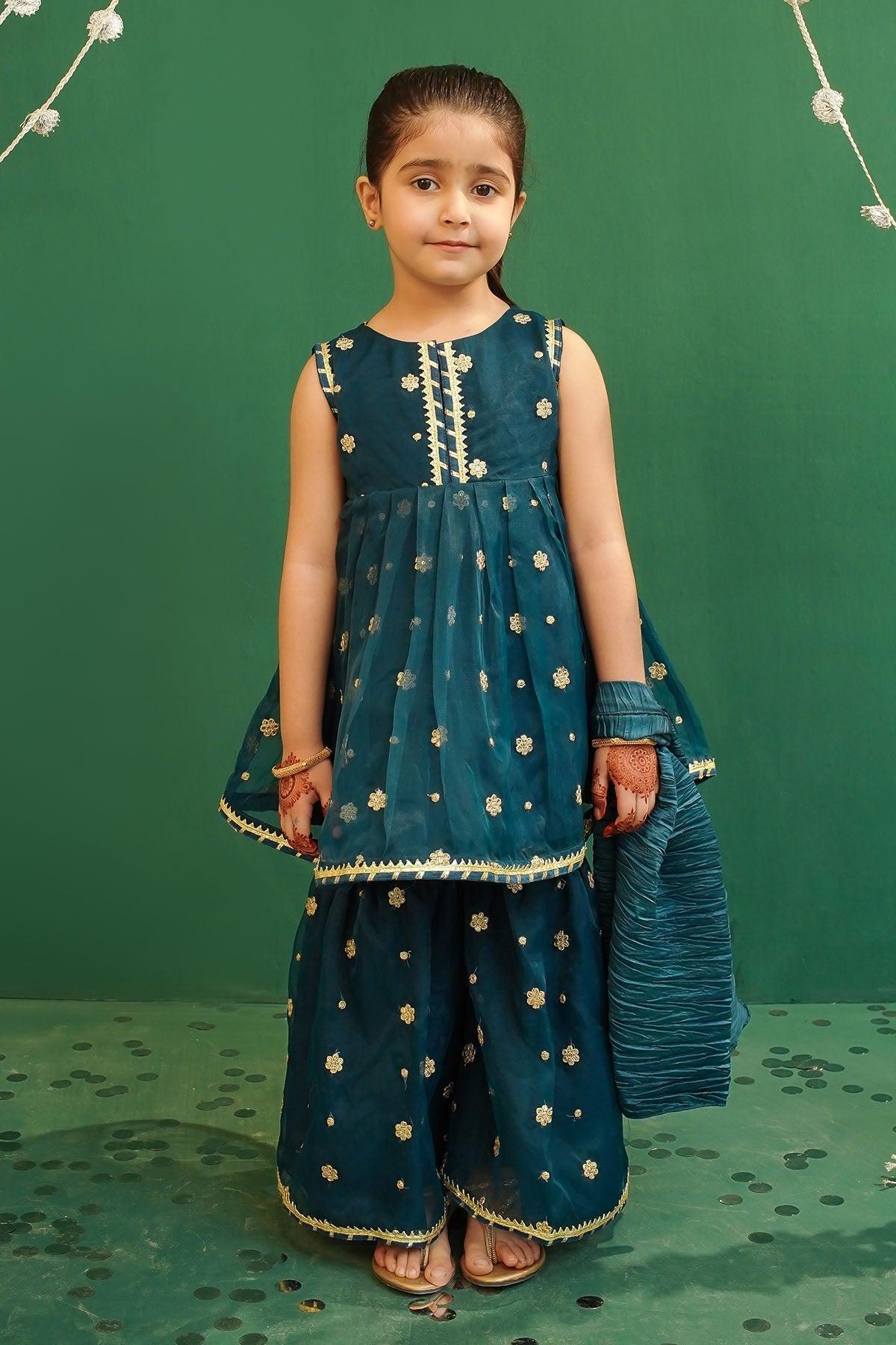 Organza Embroidered Tea Blue Stitched Suit - Ochre – Janan