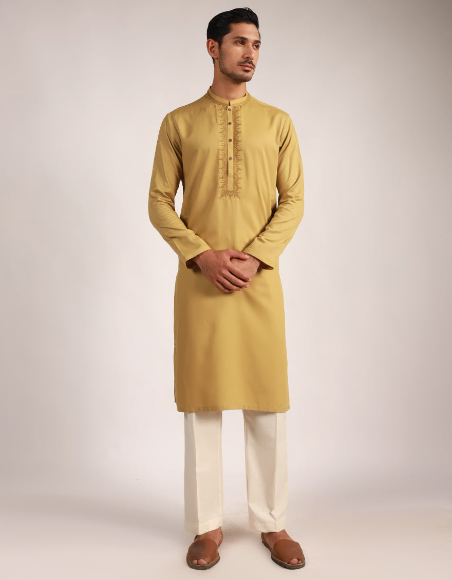 Blended Mustard Special Kurta - J. Junaid Jamshed – Janan