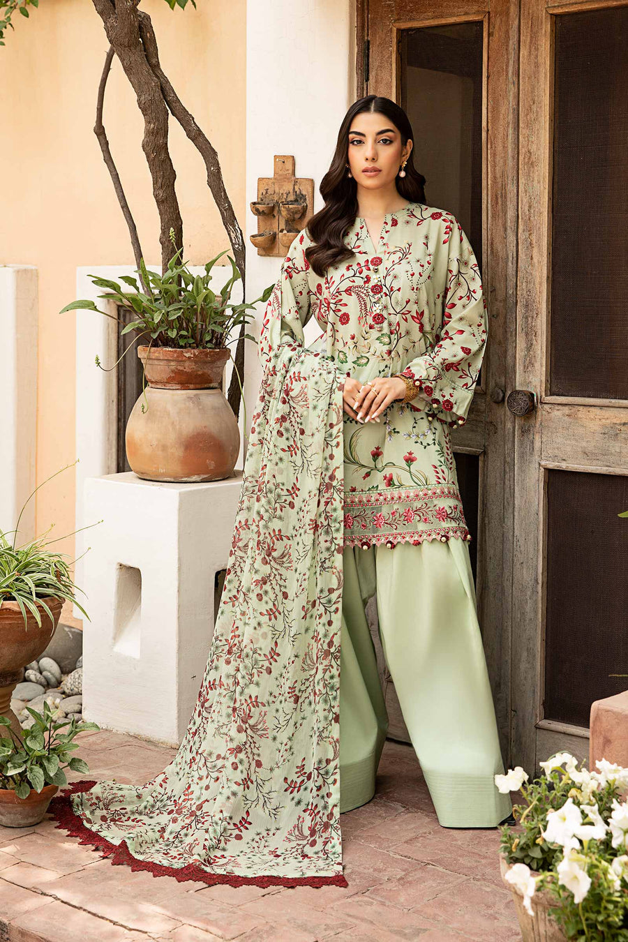 Lawn Light Green Stitched Suit - Maria B Eid Basic – Janan