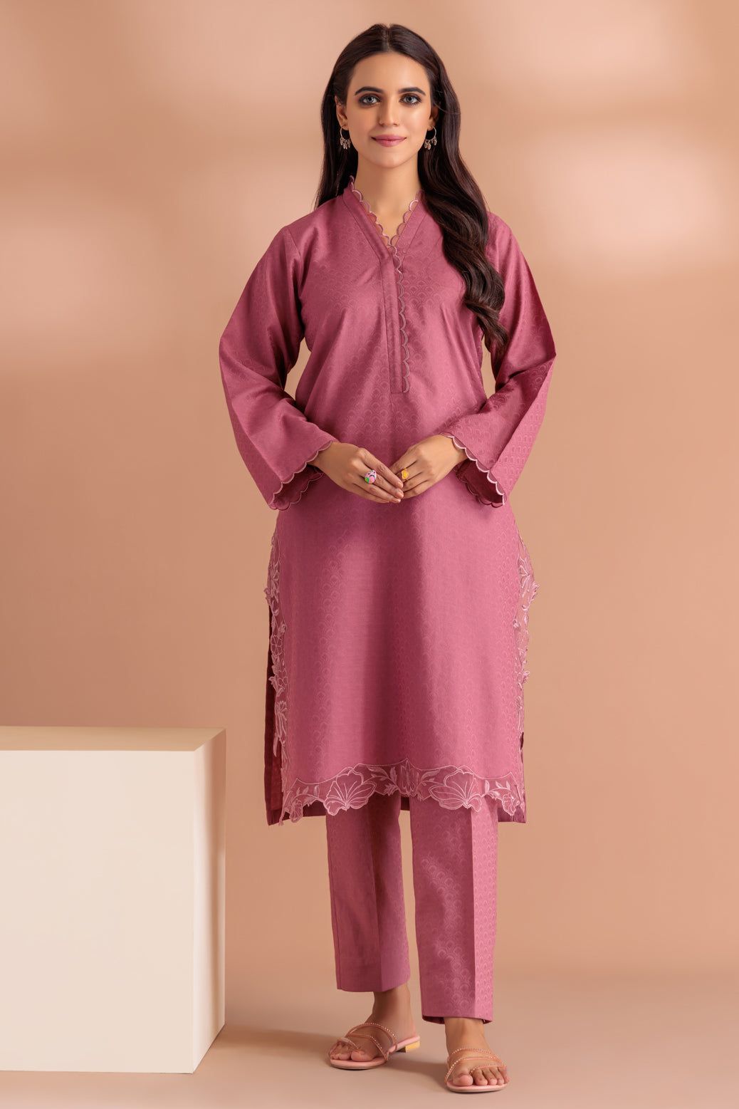 Jacquard Tea Pink 2 Piece Stitched Suit - Bonanza – Janan