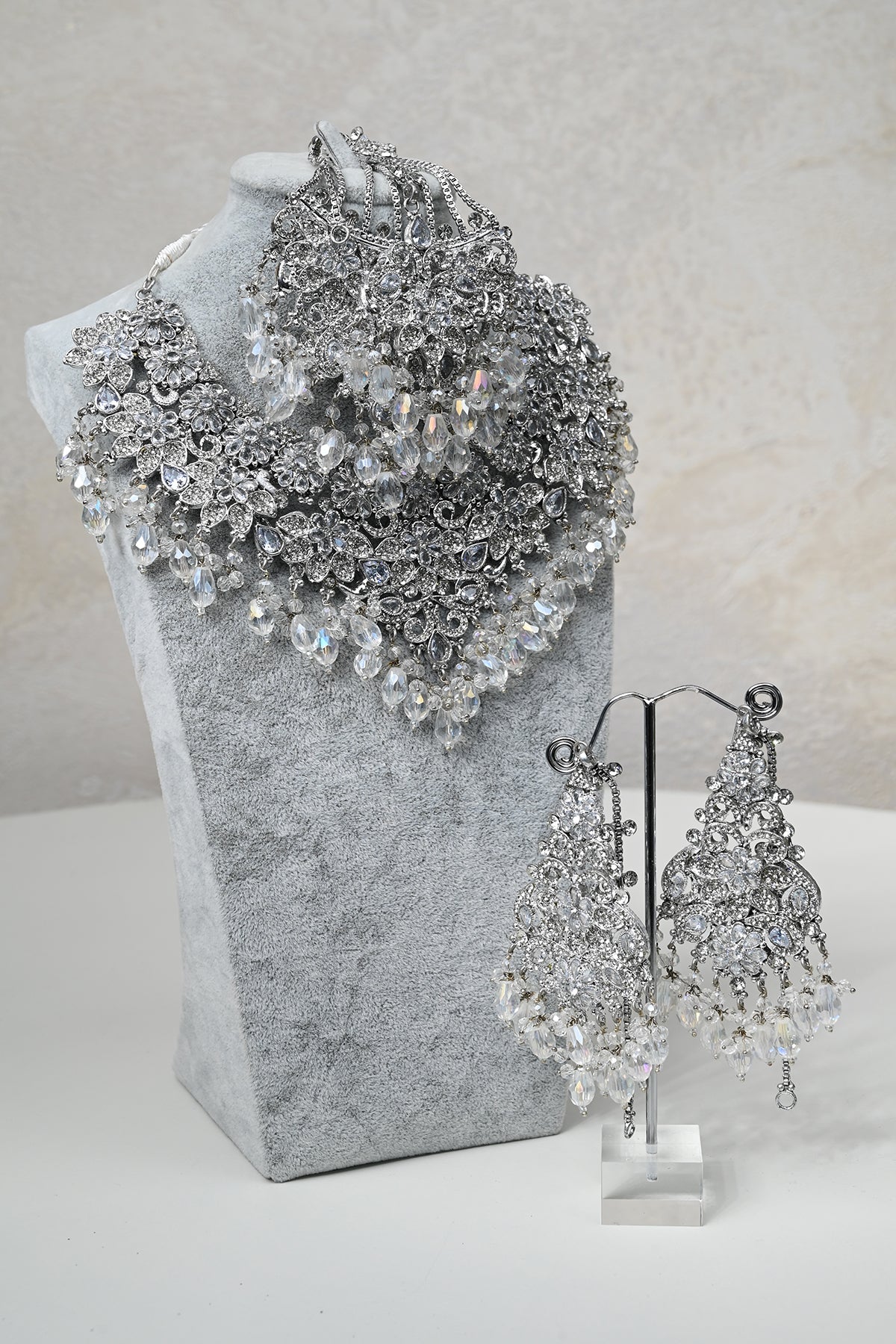 Crystal Elegance Silver Bridal Jewelry Set – Janan