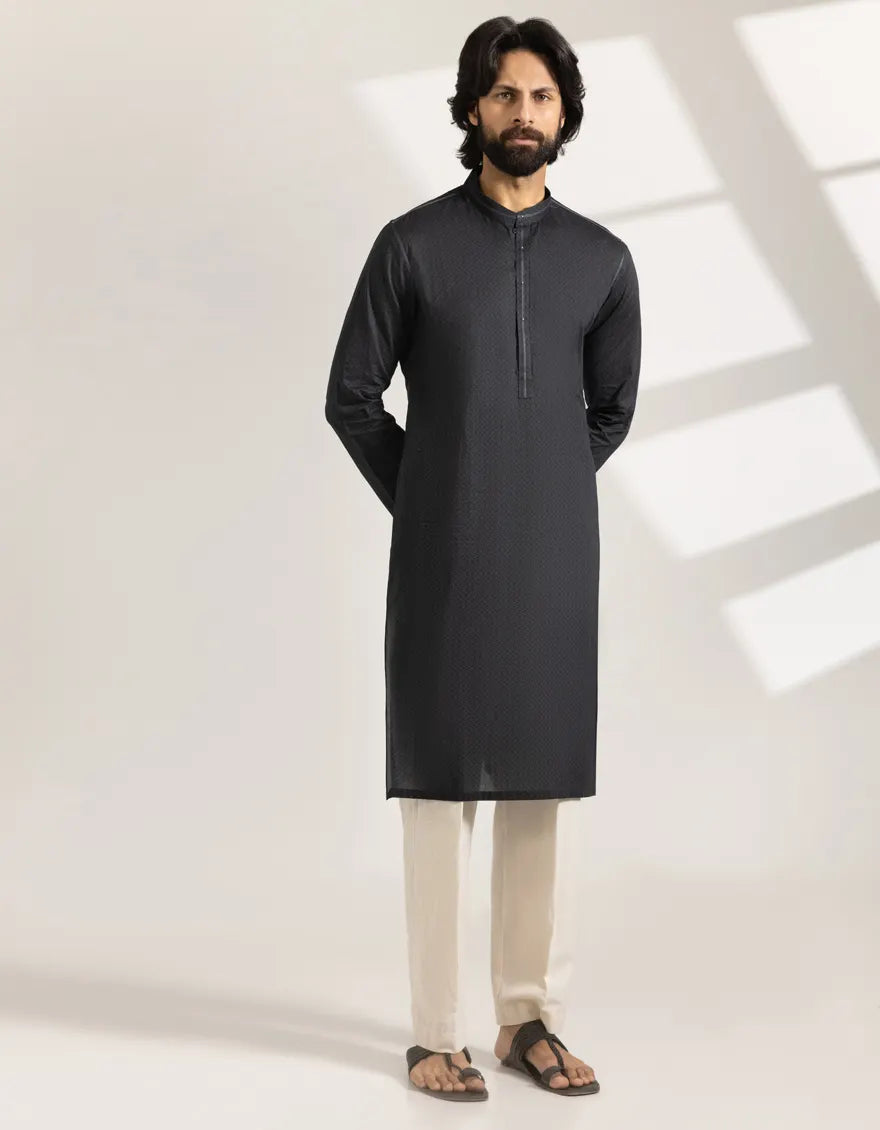 Cotton Black Kurta - J. Junaid Jamshed – Janan