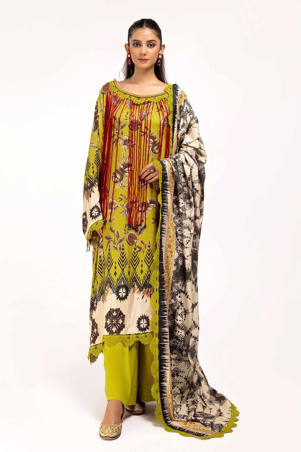 Linen Yellow Unstitched Suit - Gul Ahmed – Janan