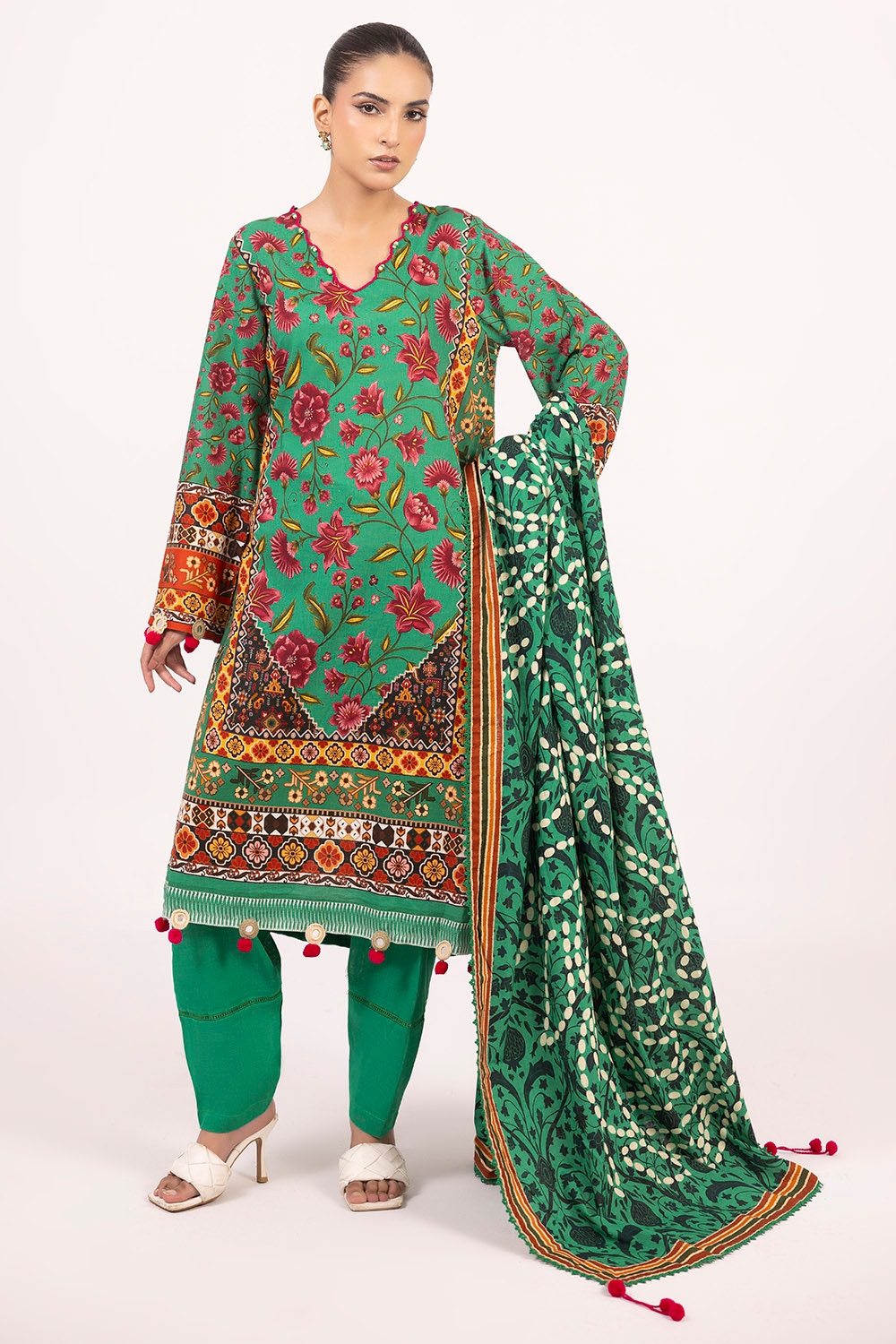 Khaddar Green Unstitched Suit - Gul Ahmed – Janan