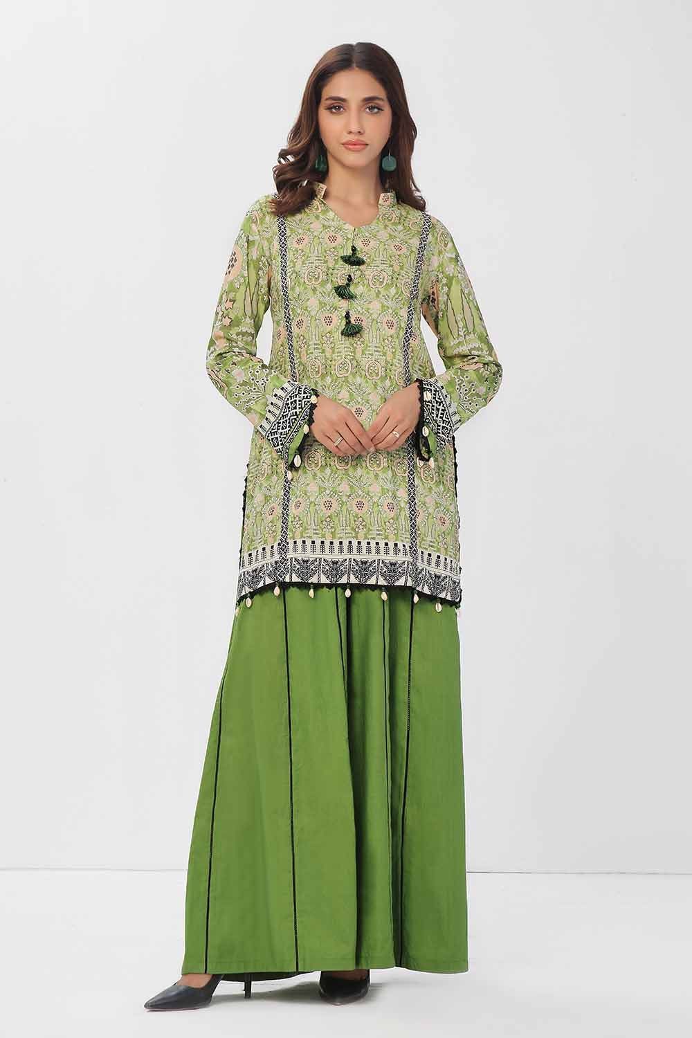 Linen Green Unstitched Shirt - Gul Ahmed – Janan