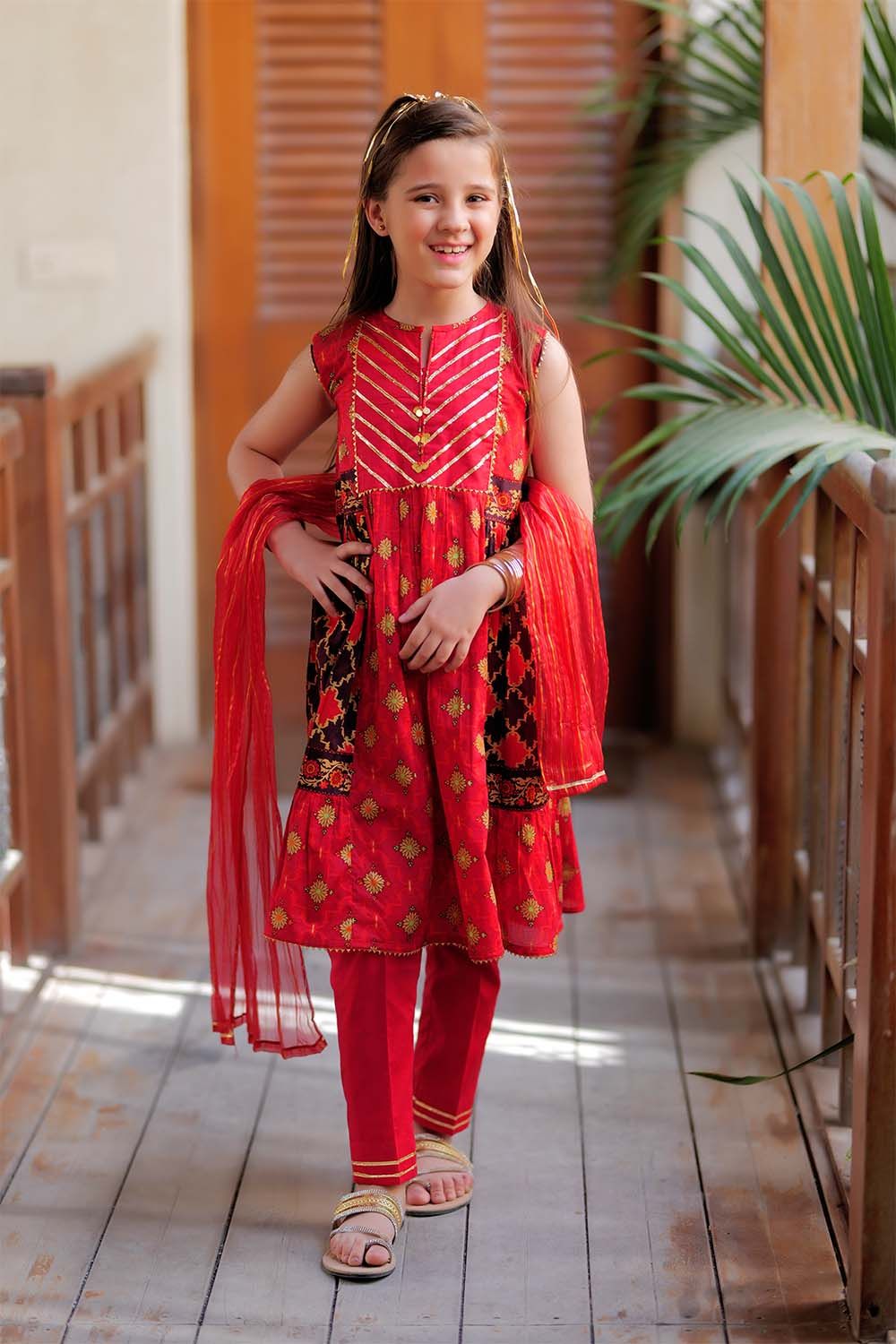 Red Casual 3 Piece Suit - Senorita Kids – Janan